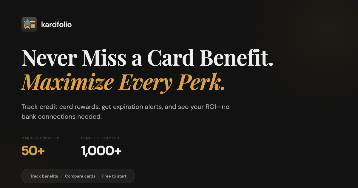 kardfolio | Track Credit Card Benefits & Maximize Value